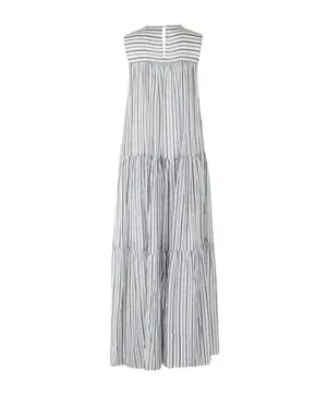 SEMICOUTURE Luigia Striped Tiered Maxi Dress - Gray