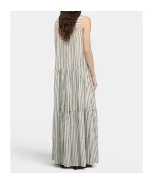SEMICOUTURE Luigia Striped Tiered Maxi Dress - Gray