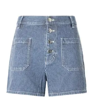 NILI LOTAN Harley Striped Denim Shorts