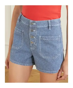 NILI LOTAN Harley Striped Denim Shorts