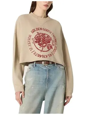 GOLDEN GOOSE Printed Cropped Sweatshirt - Nude