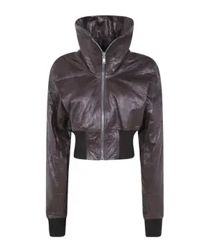 Rick Owens Long-sleeved Leather Jacket - Black