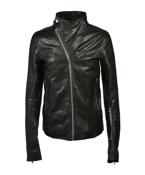 Rick Owens Long-sleeved Leather Jacket - Black