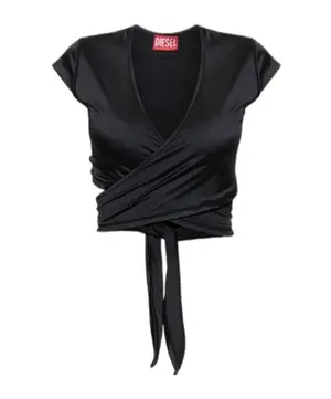 DIESEL® T-reno Wrap-style Cropped Top - Black