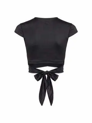 DIESEL® T-reno Wrap-style Cropped Top - Black