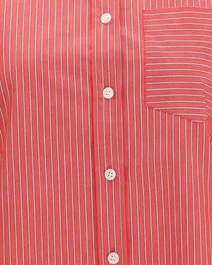 GANNI Striped Balloon-sleeve Shirt - Red
