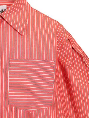 GANNI Striped Balloon-sleeve Shirt - Red