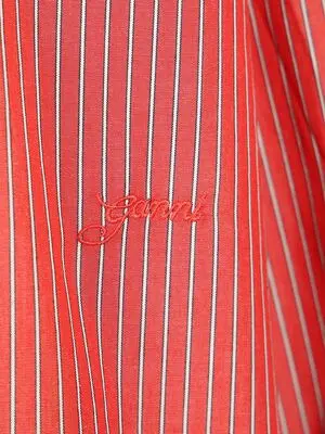 GANNI Striped Balloon-sleeve Shirt - Red