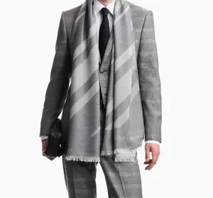 Emporio Armani Stole With Diagonal Stripes And Fringes