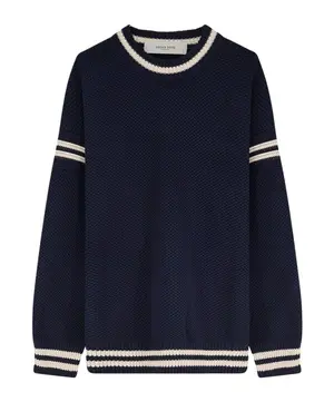GOLDEN GOOSE Striped Logo-patch Sweater - Blue