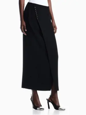Emporio Armani Unlined Wrap Skirt With Metallic Buttons