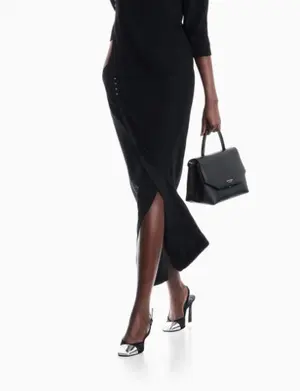 Emporio Armani Unlined Wrap Skirt With Metallic Buttons