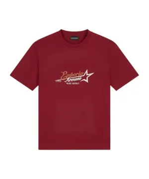 Emporio Armani Heavy Jersey T-shirt With Embroidered Logo - Red