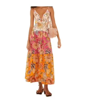 Farm Rio Ligia Floral Mix Maxi Dress - Multicolor
