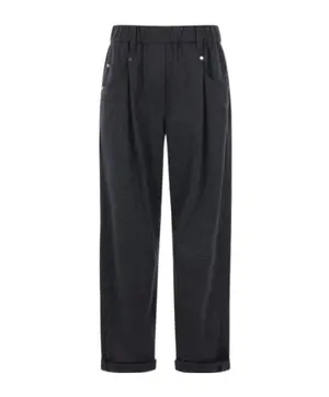 Brunello Cucinelli Straight-leg Trousers With Elastic Waistband - Grey
