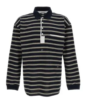 Bottega Veneta Striped Oversized Polo Shirt - Black