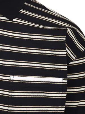 Bottega Veneta Striped Oversized Polo Shirt - Black
