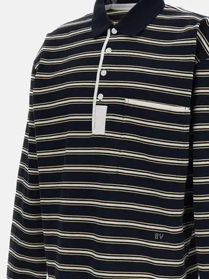 Bottega Veneta Striped Oversized Polo Shirt - Black