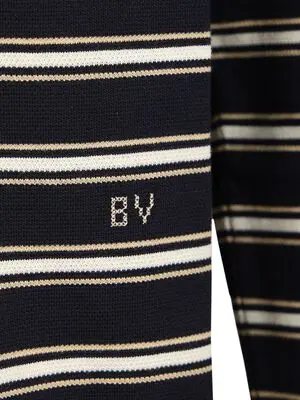 Bottega Veneta Striped Oversized Polo Shirt - Black