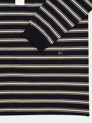 Bottega Veneta Striped Oversized Polo Shirt - Black