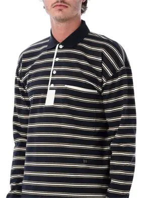 Bottega Veneta Striped Oversized Polo Shirt - Black