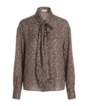 Brunello Cucinelli Polka Dot Printed Long Sleeve Shirt