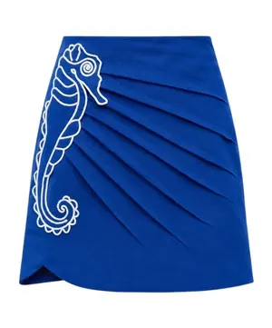 Farm Rio Seahorse Embroidery Mini Skirt