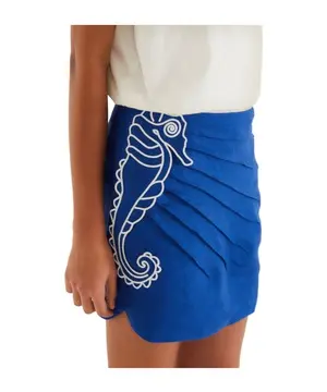 Farm Rio Seahorse Embroidery Mini Skirt