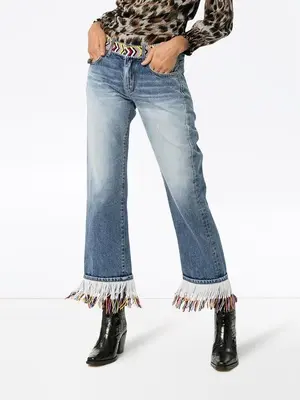 Alanui Fringed Beaded Boyfriend Jeans