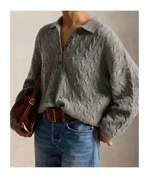 Polo Ralph Lauren Cable-knit Polo Collar Sweater - Grey