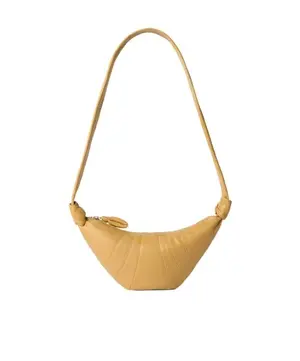 LEMAIRE Small Croissant Bag In Goat Leather - Walnut
