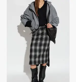 IRO PARIS Plaid Belted Midi Skirt