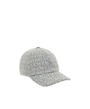 Emporio Armani Cotton Denim Baseball Hat With An All-over Monogram Pattern - Gray