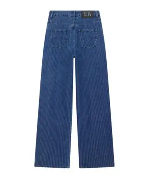 Emporio Armani Five-pocket Pinstriped Denim Pants With Side Bows