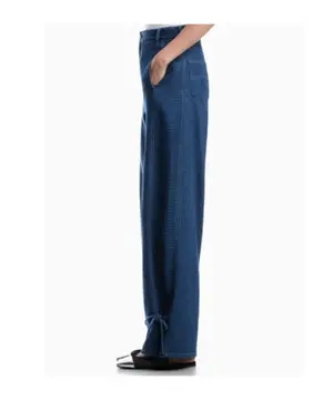 Emporio Armani Five-pocket Pinstriped Denim Pants With Side Bows