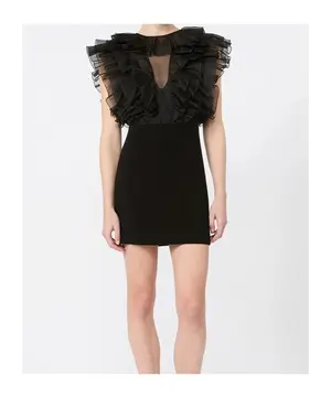 Max Mara Short Silk And Cady Dress With Ruched Bodice