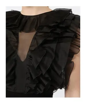 Max Mara Short Silk And Cady Dress With Ruched Bodice