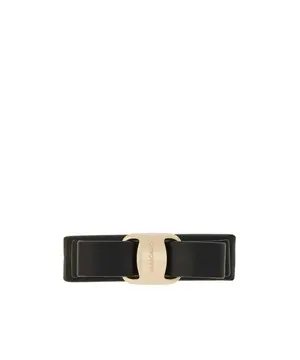 FERRAGAMO Double Vara Bow Hair Clip - Black