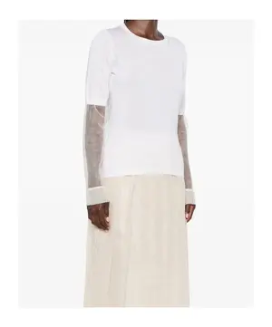 Fabiana Filippi Crew Neck Knitwear With Sheer Sleeves