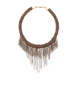Fabiana Filippi Rhinestone Fringe Necklace - Brown