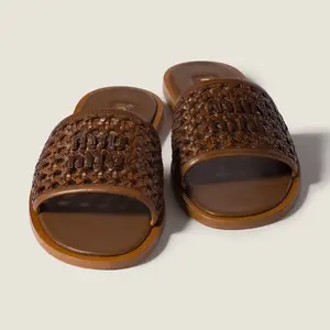 Miu Miu Woven Leather Slides