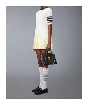 Thom Browne Small Bolton Leather Tote Bag