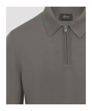 Brioni Long-sleeve Zip Polo Shirt - No