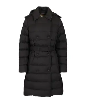Burberry Belted Hooded Down Jacket - Black
