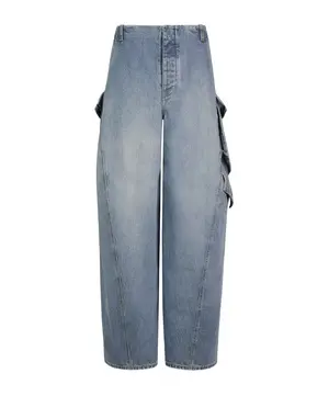 Alaïa Alaia Faded-Effect Denim Cargo Pants Faded Blue