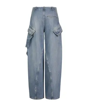 Alaïa Faded-effect Denim Cargo Pants - Faded Blue