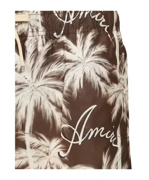 Amiri Palm Tree Print Drawstring Swim Trunks - Multicolor