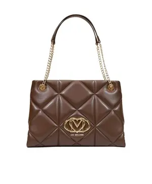 Moschino Geometric Quilted Pattern Shoulder Bag - Brown