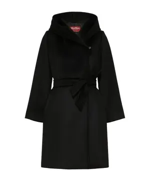 Max Mara Wool Broadcloth Robe Coat - Black