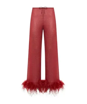 Oseree Feather Casual Pants - Red